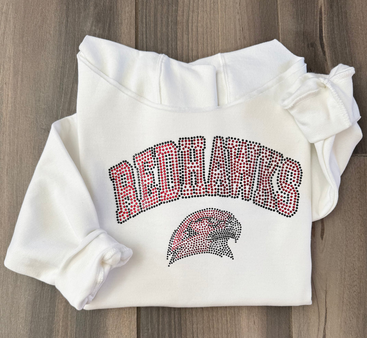 Rhinestone Varsity Crewneck – Handmade Clothing By D