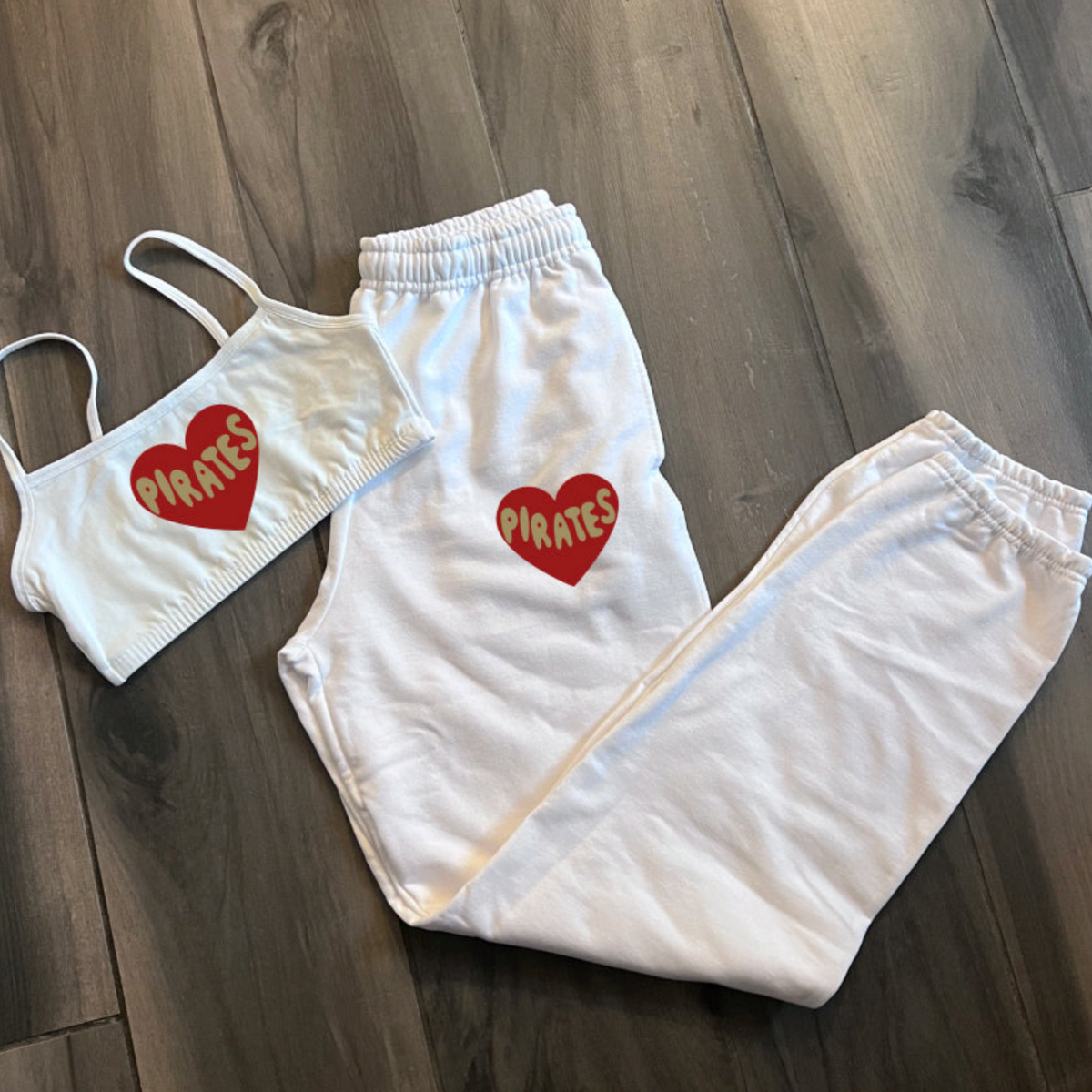 Heart Bralette and Sweatpants Set – Handmade Clothing By D